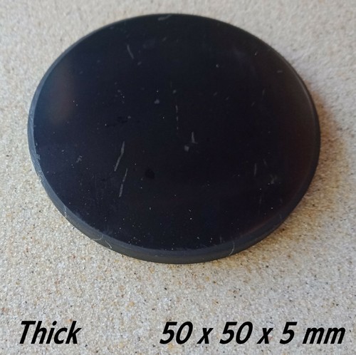 SHUNGITE Tile Plate Circle 50x50x5mm Stone Modem Router EMF Protection ...