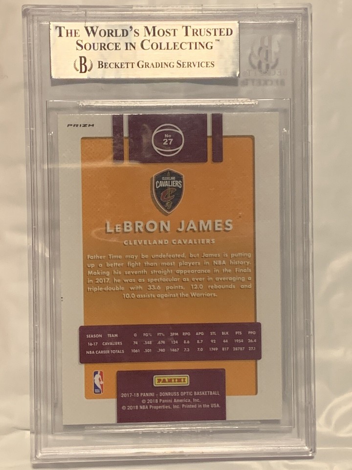2017-18 Donruss Optic LeBron James Fast Break Silver Holo Prizm BGS 9 ...
