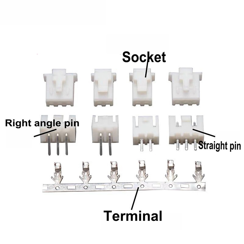 2 to 12 Pin JST XH2.5mm PCB Header Connector Kit - Straight Pin/Right ...