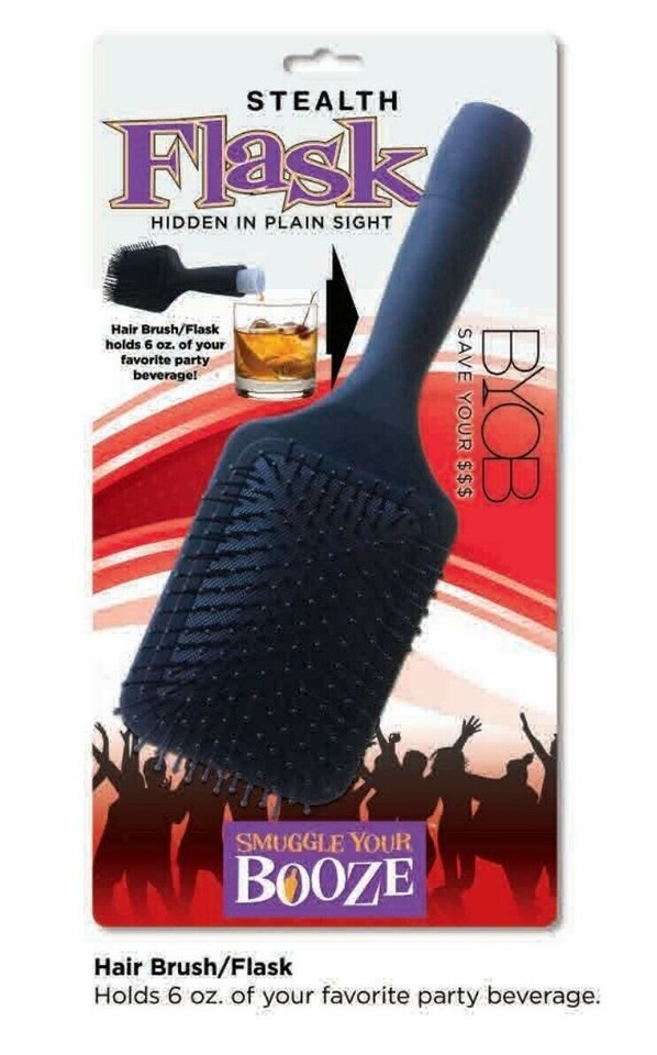 Smuggle Your Booze Hairbrush Flask 6oz Stealth Hiding Whiskey Alcohol ...