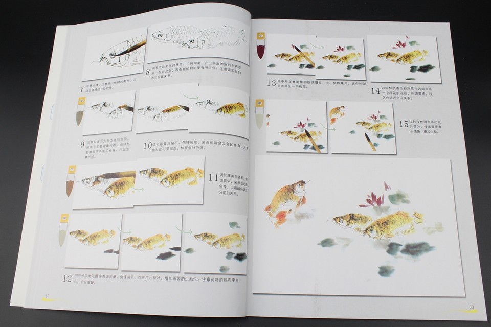 Self-Study Chinese Brush Ink Painting Sumi-eow How Draw Fish Shrimp ...