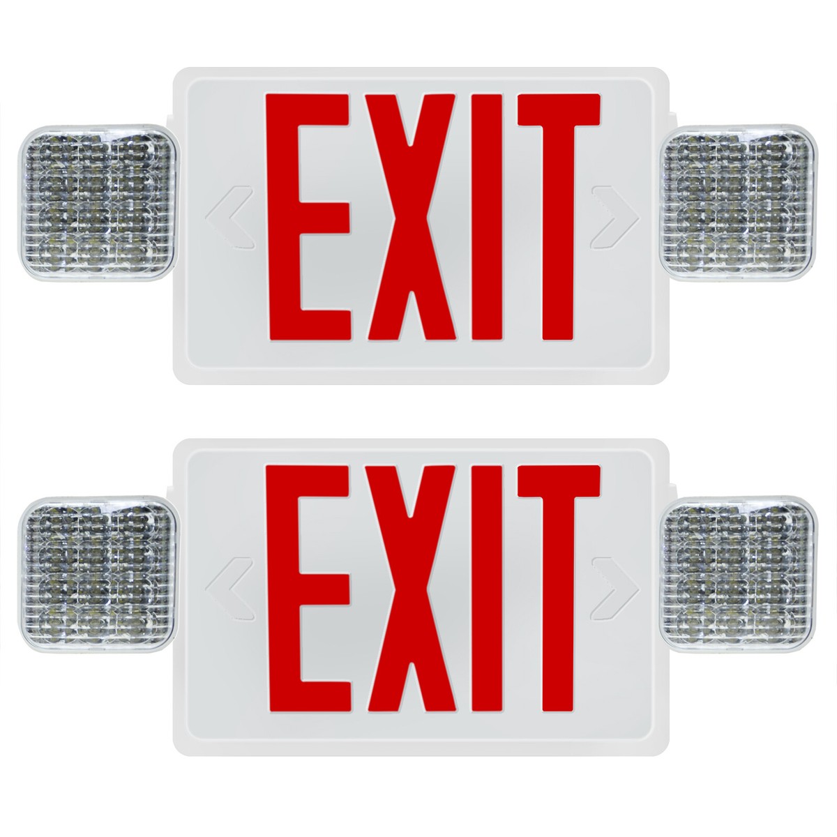 Led Exit Sign Emergency Light Combo Battery Backup Red