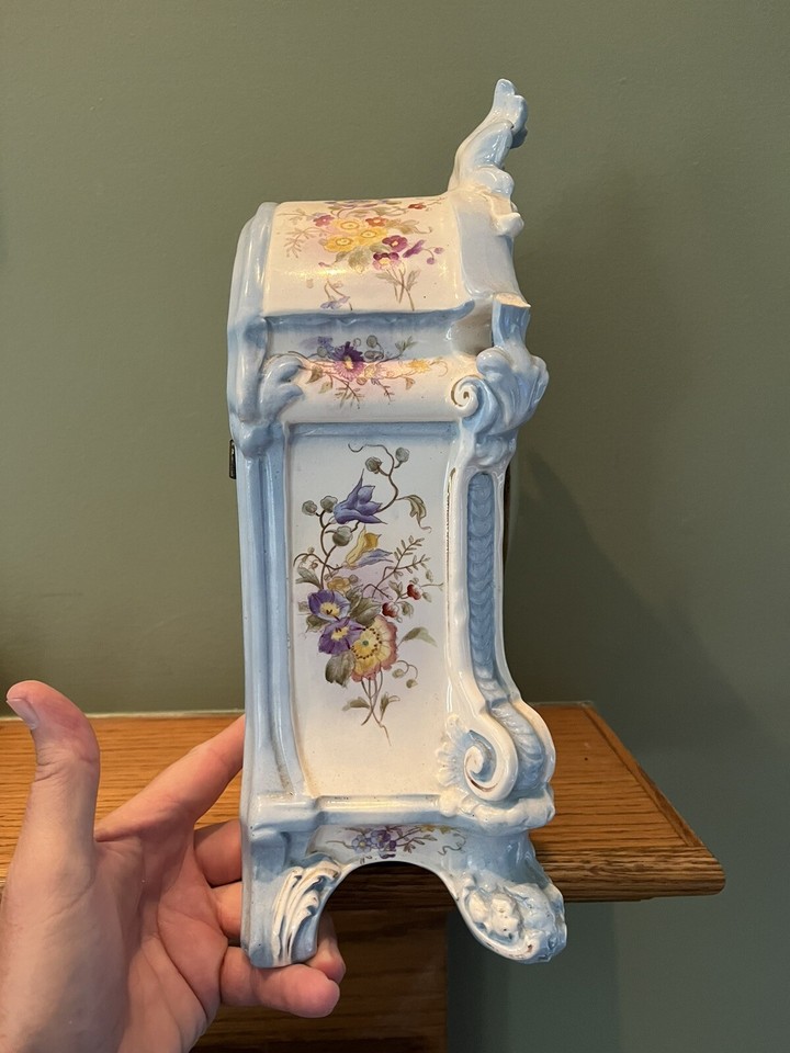 Antique Victorian Porcelain Mantel Clock Shell - No Works, Not Working ...