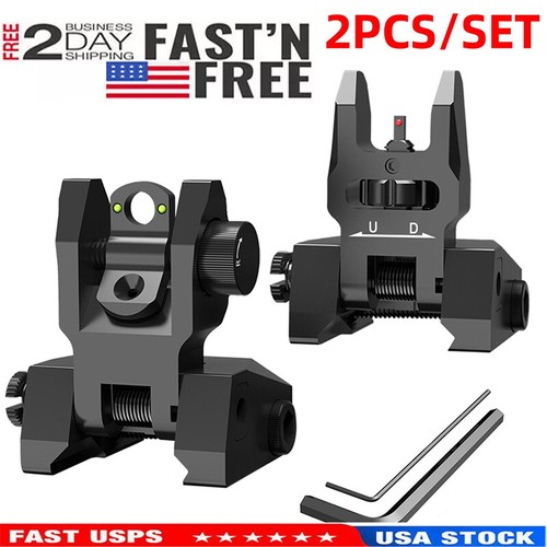 Fiber Optic Iron Sights Flip Up Front and Rear Sites Red and Green Dot ...