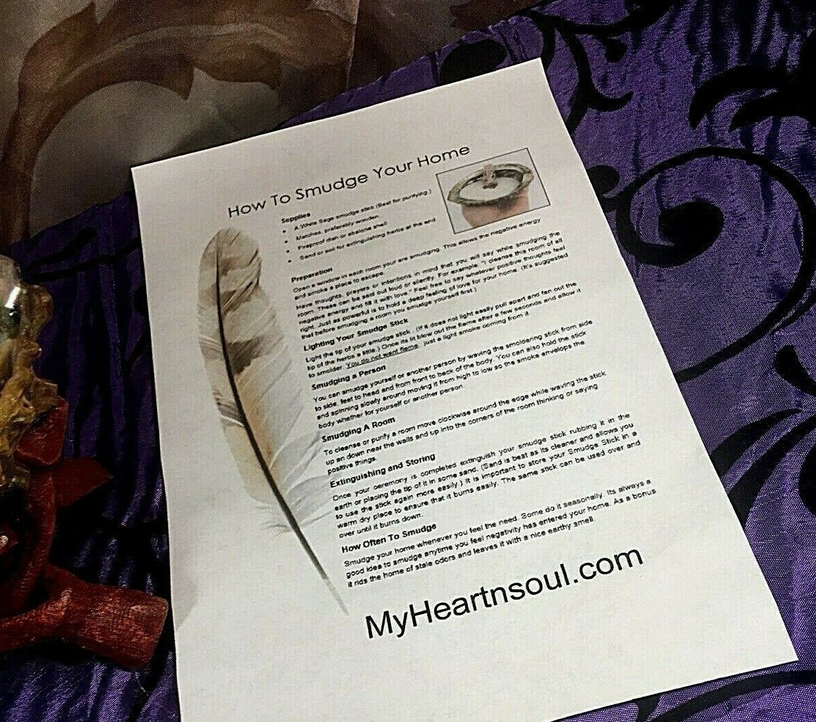 DELUXE SMUDGE KIT ABALONE SHELL STAND SAND SAGE FEATHER CLEANSING ...