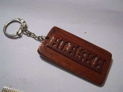Hand Crafted from Native Woods ALASKA Key Ring w/ Whale Tale, 2 3/8 ...