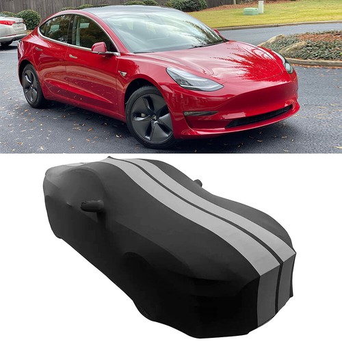 Full Car Cover Stain Stretch Dust-proof Custom Black For Tesla Model 3 ...