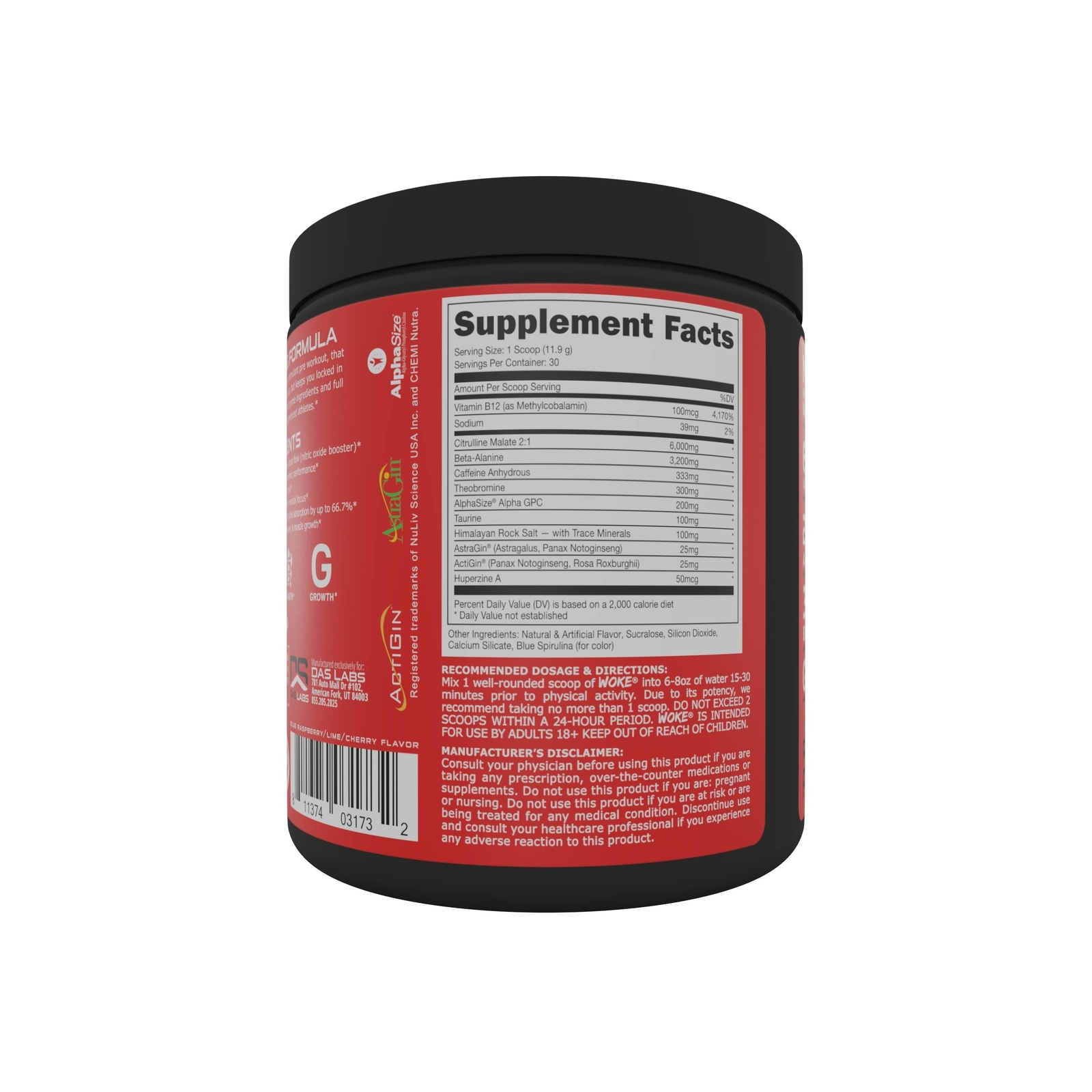 Woke High Stimulant Pre-Workout Rocket Pop Flavor DAS Labs Exp. 6/22 ...