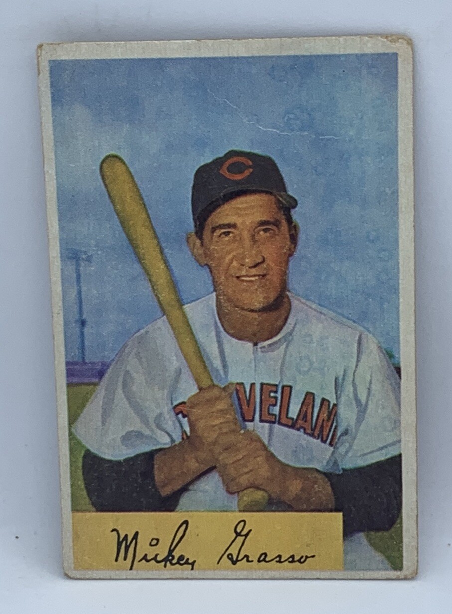 1954 Bowman Baseball Mickey Grasso Indians #184 Midgrade Light Crease ...
