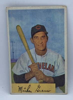 1954 Bowman Baseball Mickey Grasso Indians #184 Midgrade Light Crease ...