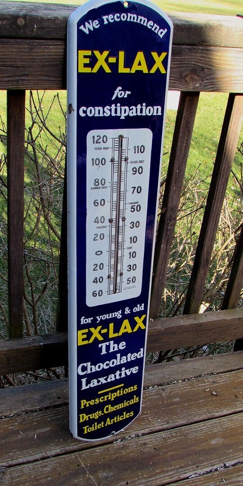 Vintage Antique EXLAX Ex-Lax Porcelain Advertising Thermometer Circa ...