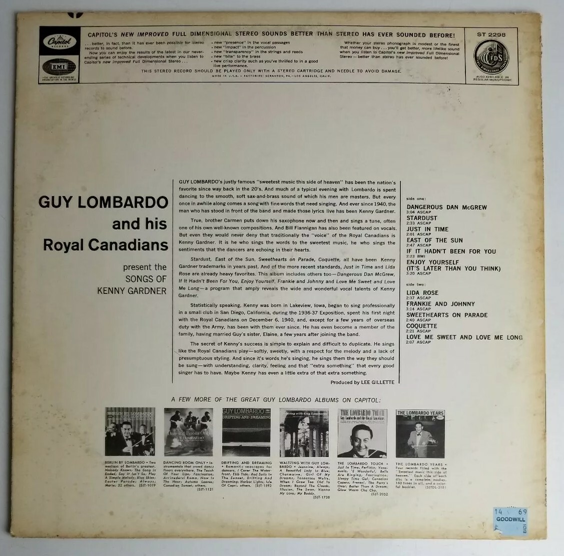 Guy Lombardo Presents Kenny Gardner ST 2298 Lp | eBay