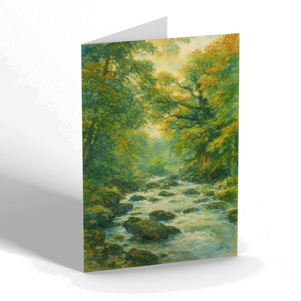 NOTELET - River Ithon, Alpine Bridge Llandrindod Wells - Vintage Art ...