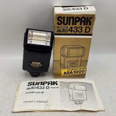 Sunpak Thyristor Auto 433 D Shoe Mount Electronic Flash Unit 35mm Film ...