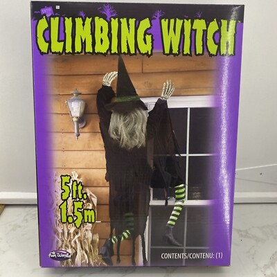 Fun World Halloween Climbing Witch 5ft Decoration Prop, Green Black | eBay
