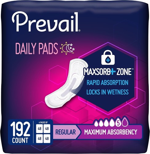 Prevail Daily Women's Incontinence Pad - Regular - 5 Drop Absorb - 192 ...