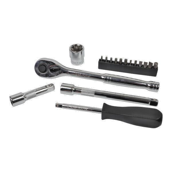 US PRO Tools 52pc 1/4" & 3/8" Dr 6pt Socket Set + Ratchet & Bits etc ...