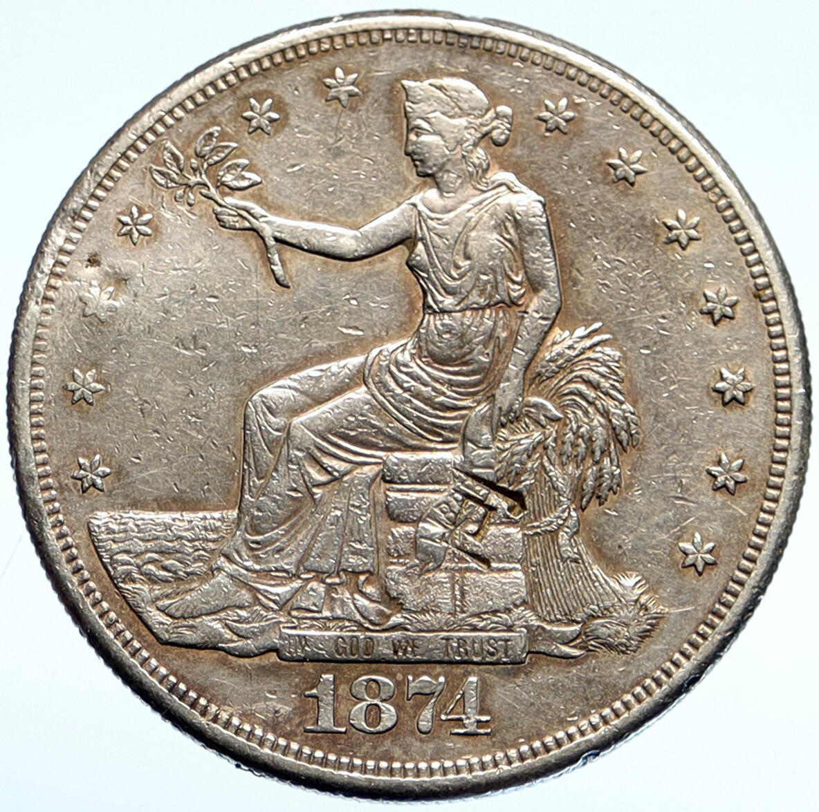 1874 S UNITED STATES of AMERICA Old US Silver Trade Dollar Coin for ...