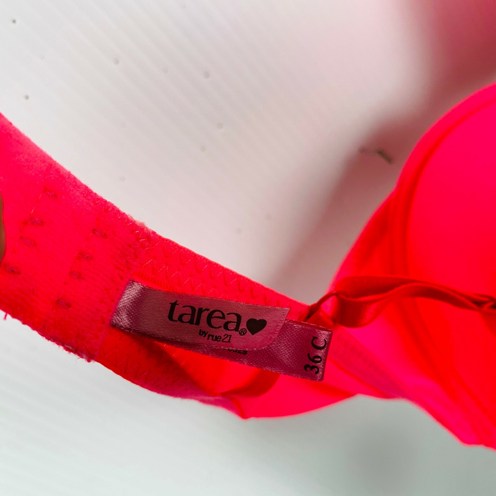 NWT Tarea T Shirt Bra Structure 36C Bright Acid Fuschia Orange Bikini ...