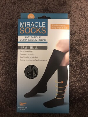 L/XL Miracle socks. Anti Fatigue Compression Socks. 1 Pair - Black ...
