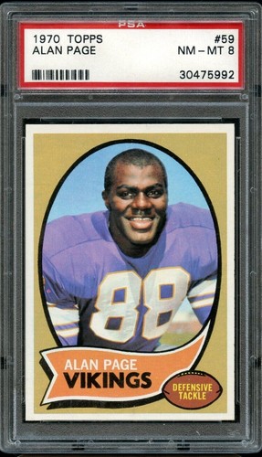 1970 Topps FB Card # 59 Alan Page Minnesota Vikings HOF ROOKIE PSA NM ...