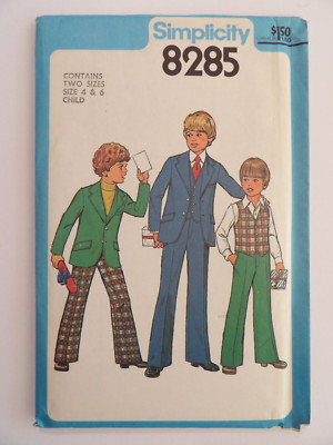 SIMPLICITY 8285 BOYS Size 4 & 6 Pants, Vest, Jacket UNCUT Sewing ...