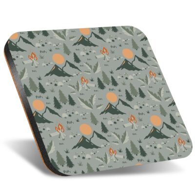 1x Square Coaster 12cm Camping Wildlife Adventure Mountains #52700 ...