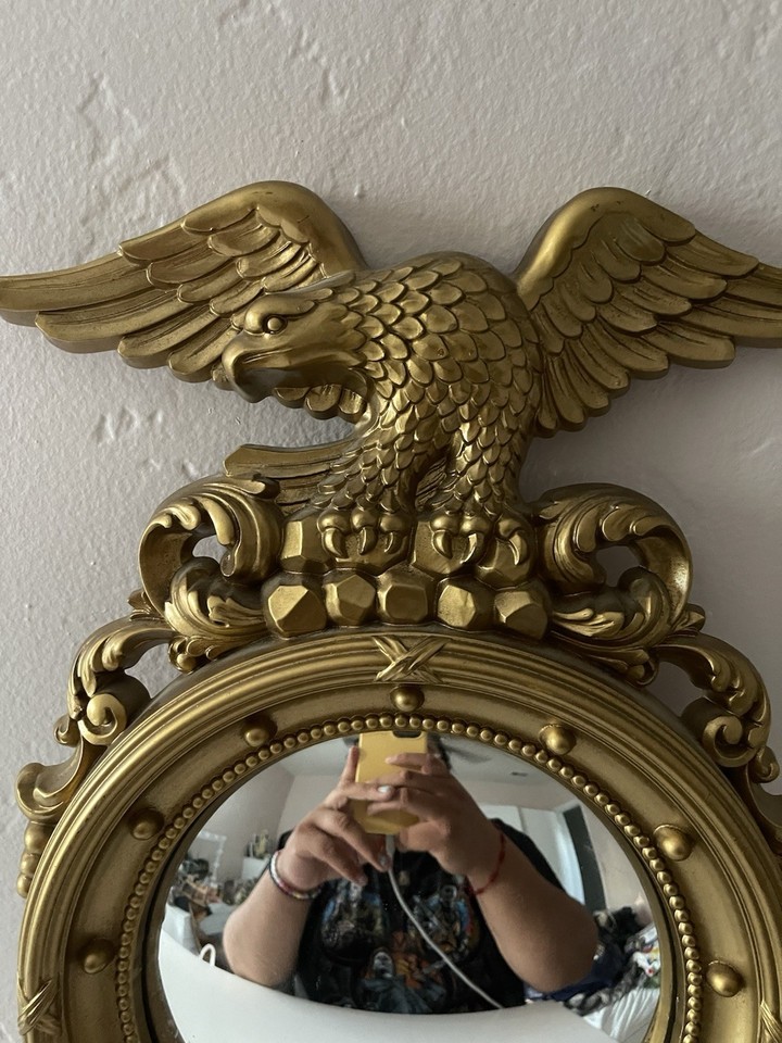 Syroco Convex 16” Bullseye Mirror Bald Eagle Federal Regency Style ...