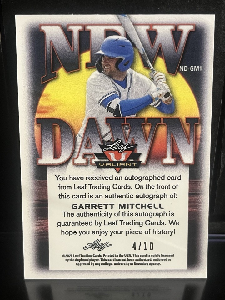 2020 Leaf Valiant - New Dawn Gold Prismatic Garrett Mitchell /10 | eBay