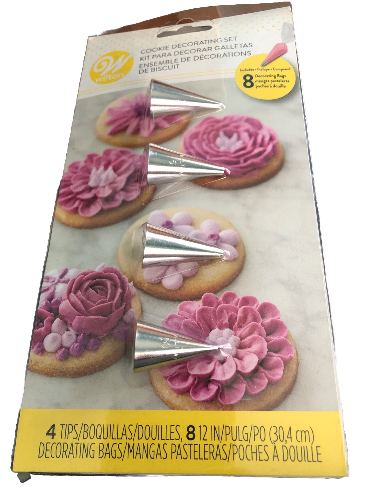 Wilton Cookie Decorating Kit set of 4 Tips #3, 5, 14, and 101 with 8-12 ...