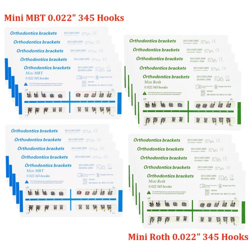 Dental Braces Metal Brackets Orthodontic Mini Roth/MBT .022 Hooks 3-4-5 ...