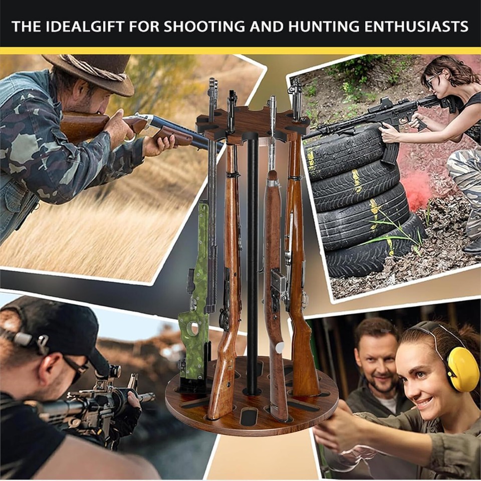 Indoor 12 Guns Rack Rotating Gun Rifle Rack Stand Heavy Solid Wood Gun ...