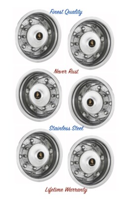 17.5" Trailer 8 Lug Polished Stainless Steel Wheel Rim Liner Cover ...