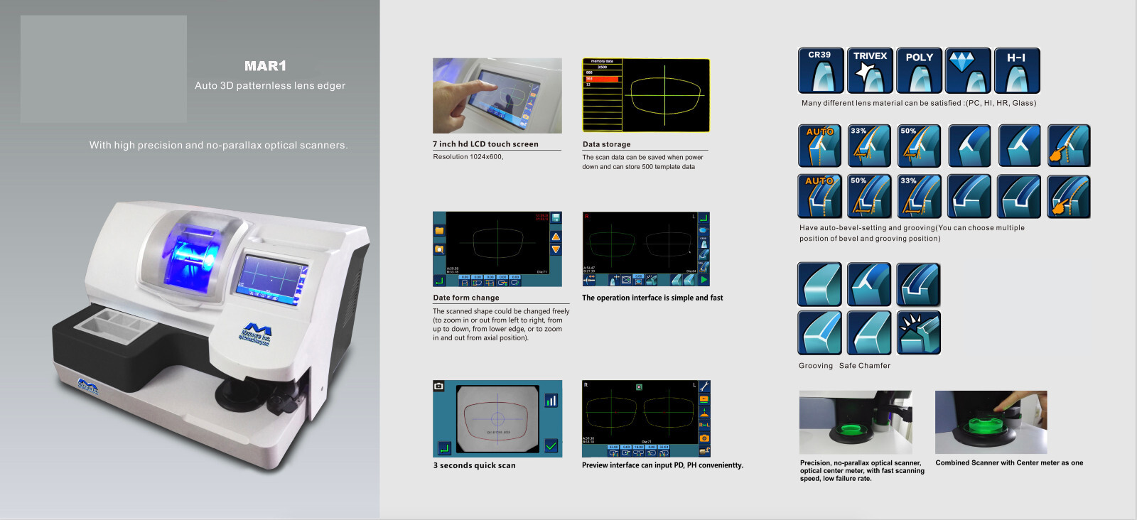 Patternless lens edger model 1600G with groover New high quality | eBay