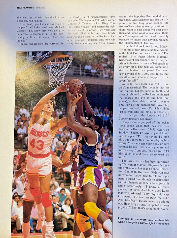1986 Akeem Olajuwon Houston Rockets Basketball illustrated | eBay