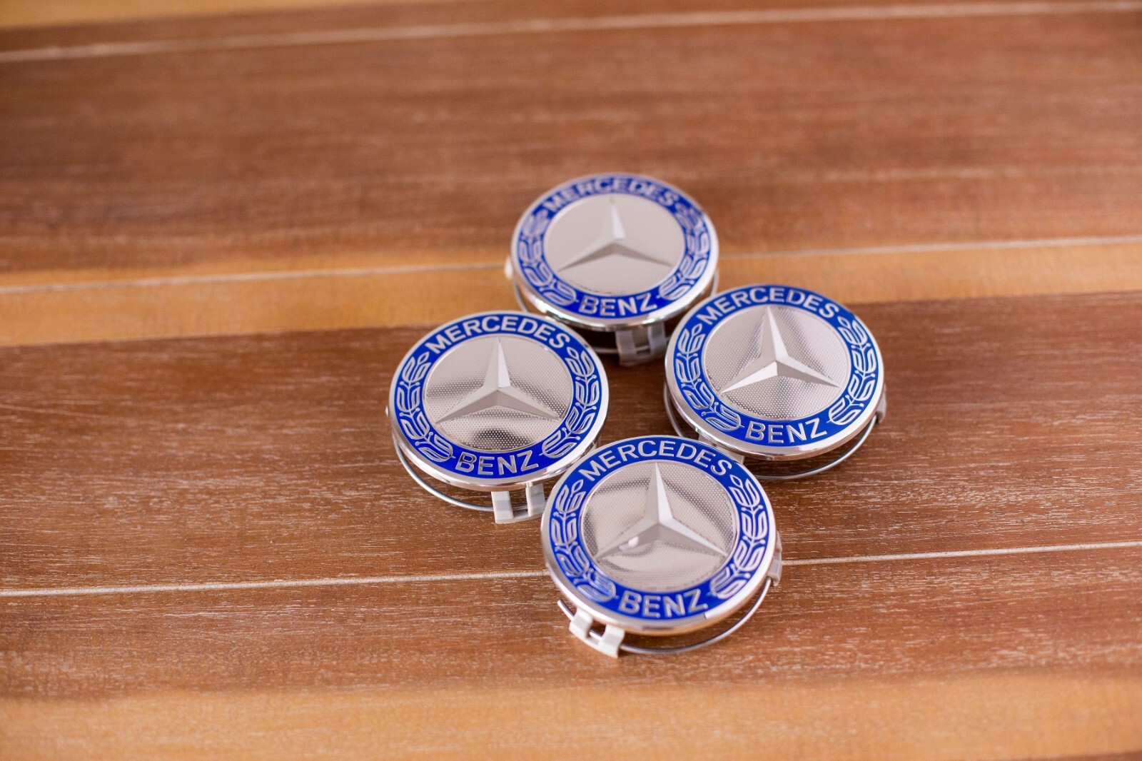 For Mercedes-Benz Light Blue Wheel Center Hub Caps Emblem, Set of 4 pc ...