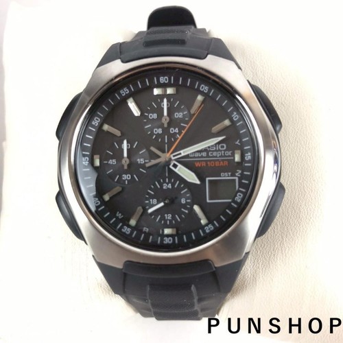 CASIO Casio wave ceptor WR 10 BAR Watch Black Classic Popular Adult ...