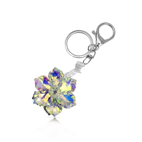 Crystal Glass Flower Bling Keyring, Multi-Color Art Snowflake Crystals ...