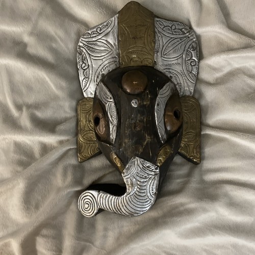 Vintage African Elephant Mask With Copper Brass And Metal Elephant Mask ...
