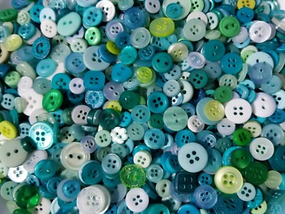 500 SMALL OCEAN SPRAY BUTTONS, SIZES 1/4" to 5/8", Teal, Turquoise ...