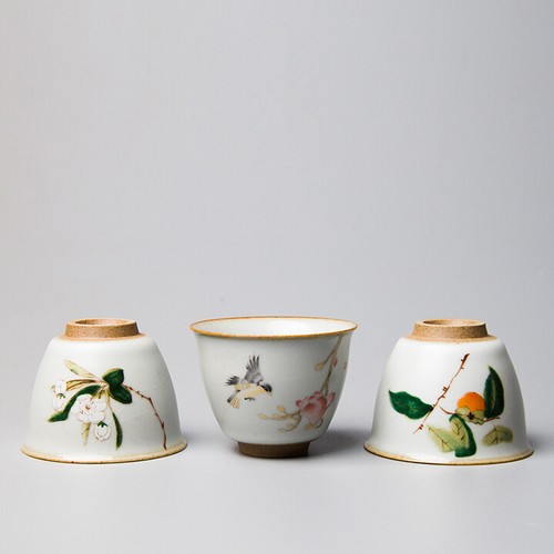 ruyao crackle glaze porcelain tea cup handpainted cup antique style ...
