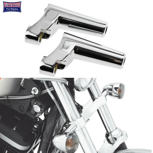 2X Chrome Front Turn Signal Mounts Relocation Fit for Harley Sportster ...