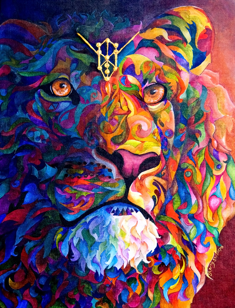 ROYAL COLORS Original 20x24 LION Art Painting on canvas Sherry Shipley ...