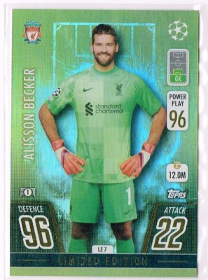 2021-22 Topps Match Attax UCL Limited Edition Gold Alisson Becker #LE7 ...