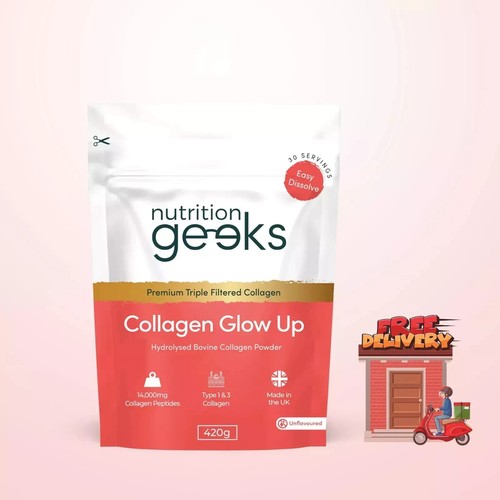 Nutrition geeks Collagen Glow Up Powder New & Improved 14000mg 420g 30 ...