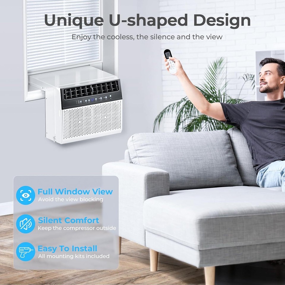 U-Shaped Window Air Conditioner, 10000BTU Window AC Unit Cools up to ...