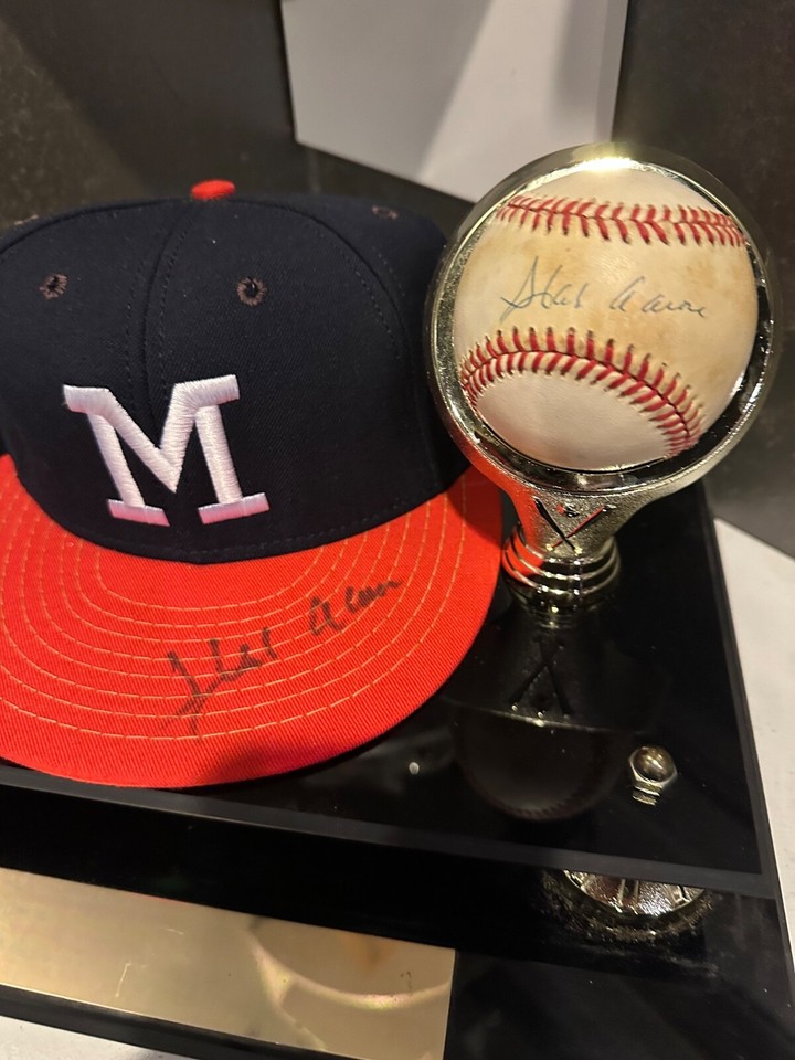 Hank Aaron Signed Baseball and Authentic 1957 Milwaukee Braves Model ...