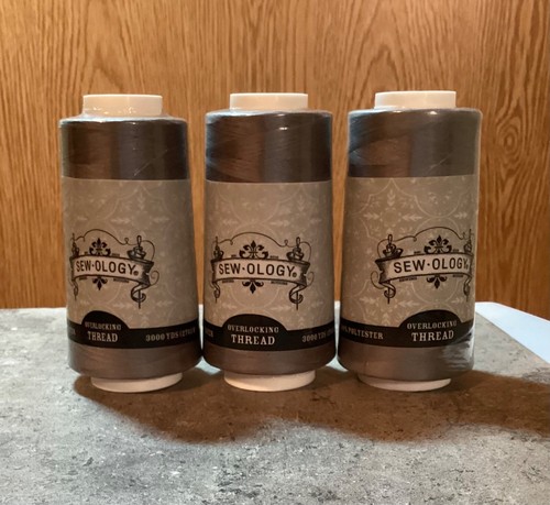 SEW-OLOGY Polyester Thread Overlock 3 Spools 3000 yds Ea. Spool Dark ...