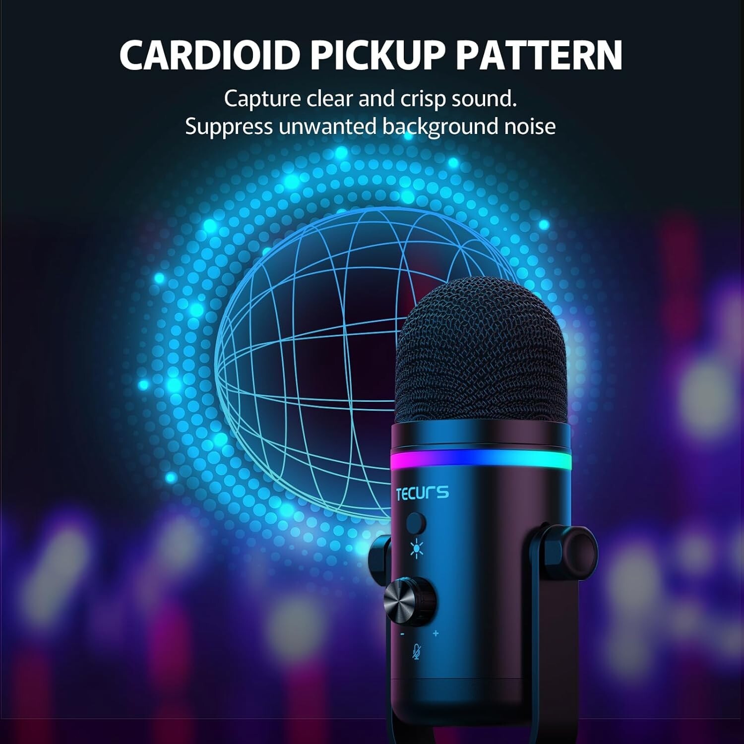 Tecurs Usb Microphone Rgb With Arm,condenser Microphones For Pc, Gaming ...