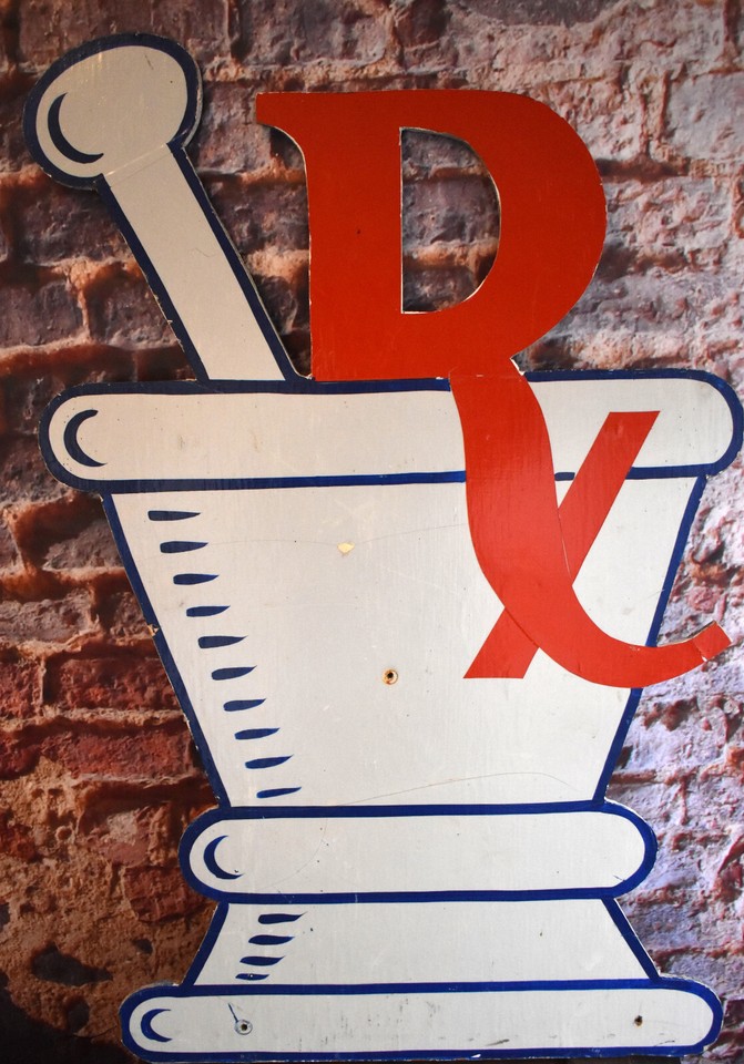 Vintage Drug Store Pharmacy RX Prescription Mortar & Pestle Advertising ...